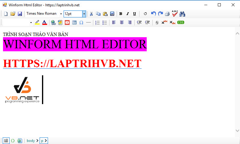[C#] Chia sẽ công cụ soạn thảo HTML trên Winform (WinFormHtmlEditor)